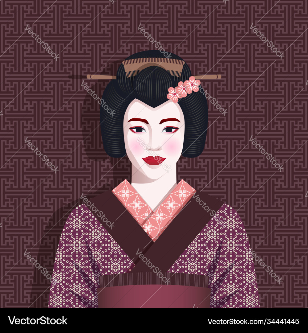 Elegant Geisha Portrait Royalty Free Vector Image