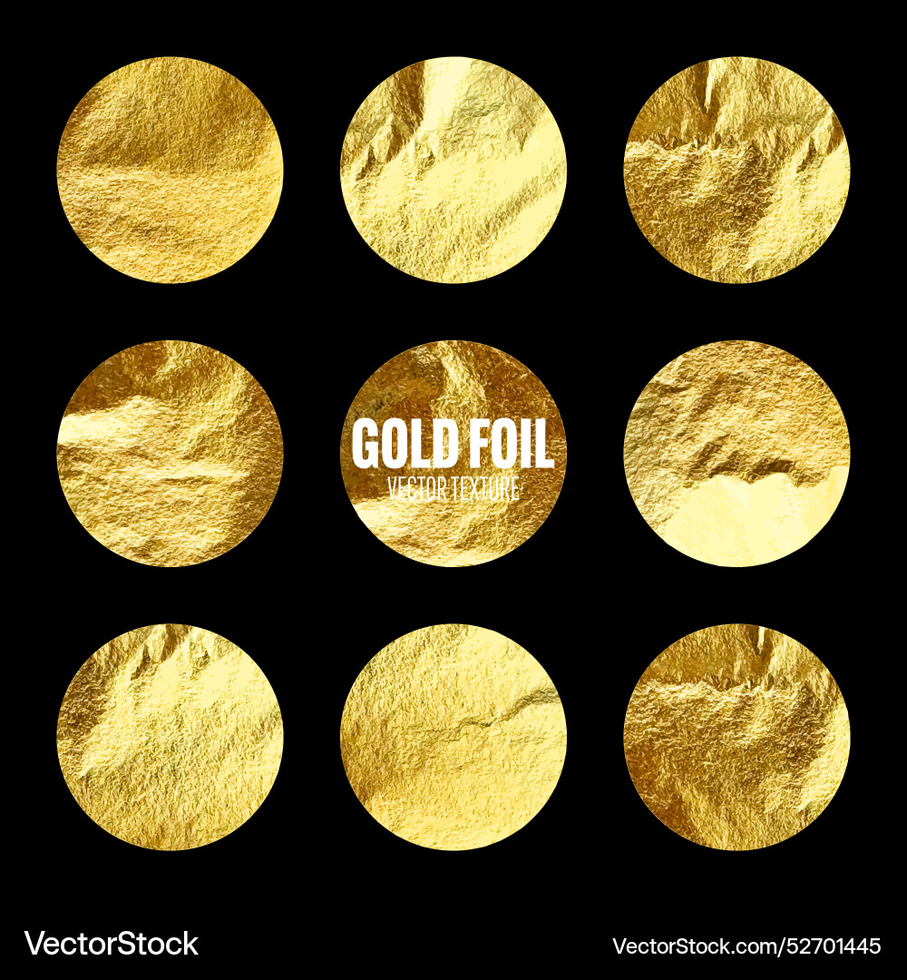 Gold foil shiny handmade circles golden Royalty Free Vector