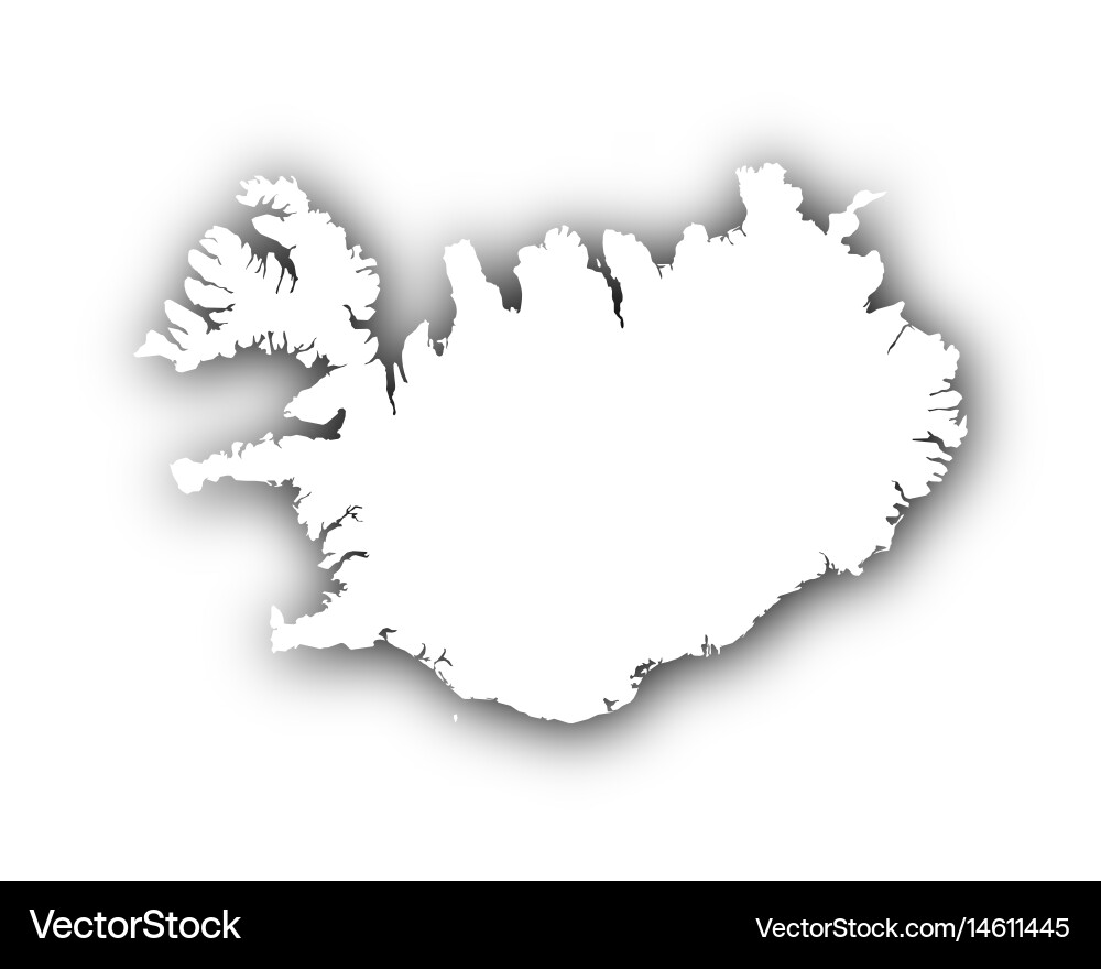 Map of iceland with shadow Royalty Free Vector Image