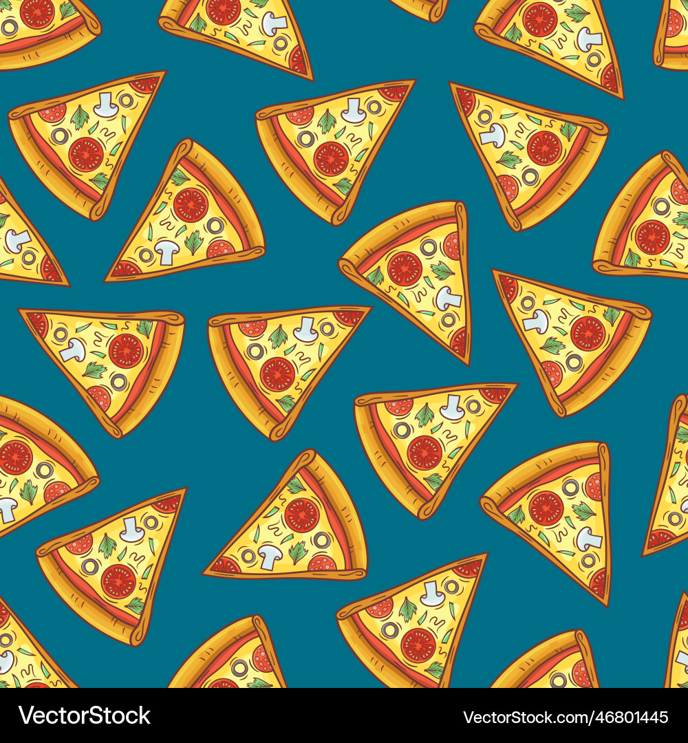 Pizza pattern design Royalty Free Vector Image