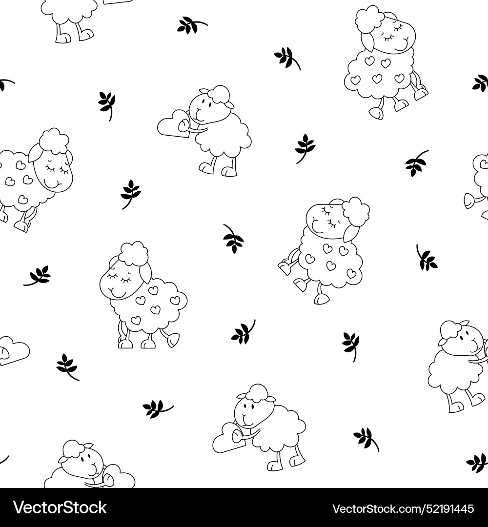 Sheep character cartoon coloring page Royalty Free Vector