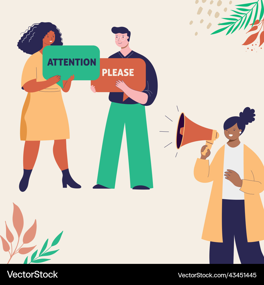 Woman holding megaphone people speech Royalty Free Vector