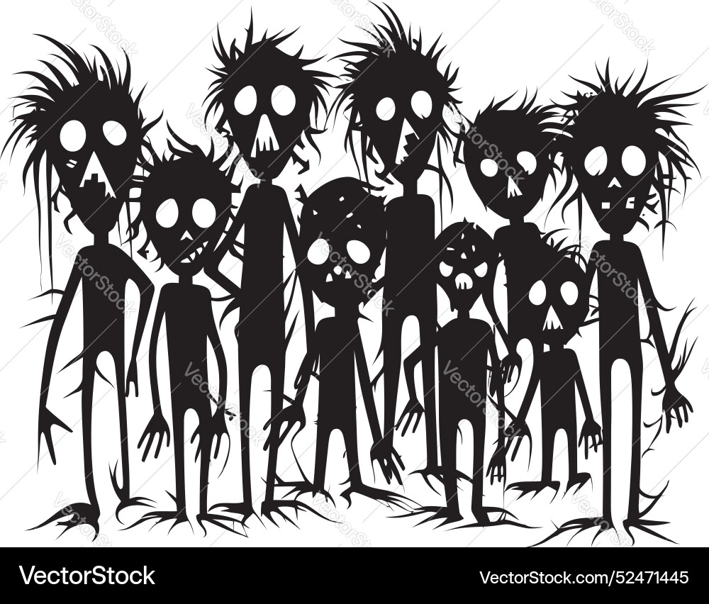 Zombie zeal doodle zombies element grimy Vector Image