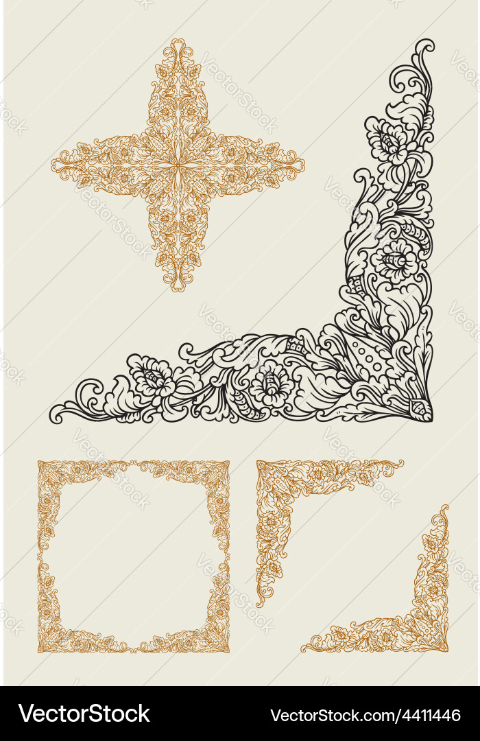 Balinese corner floral ornament decoration Vector Image