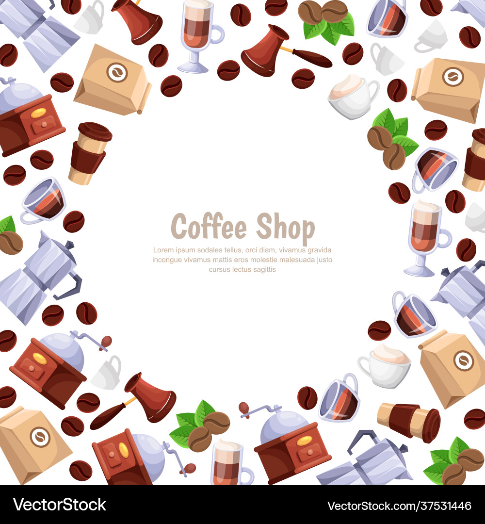Coffee shop white frame background cartoon Vector Image