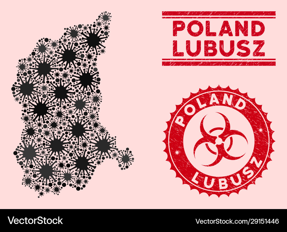 Coronavirus collage lubusz voivodeship map Vector Image