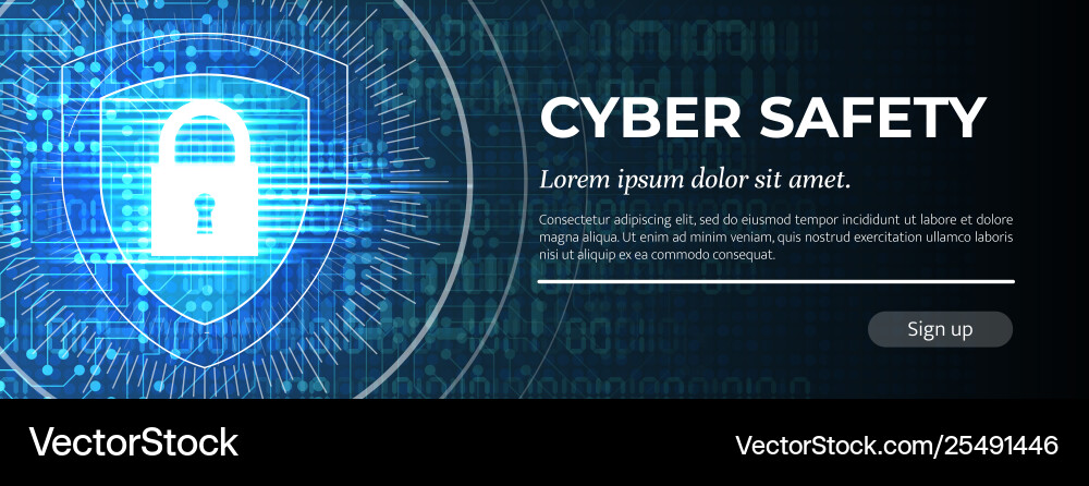 Cyber safety the blue modern background Royalty Free Vector