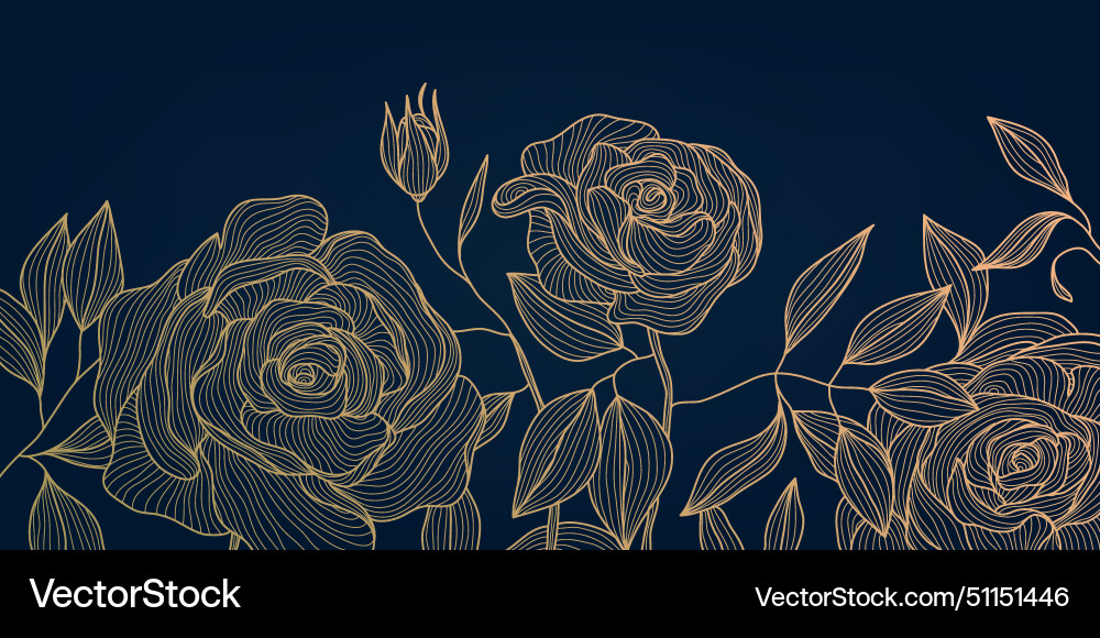 Fancy flowers line luxury Royalty Free Vector Image