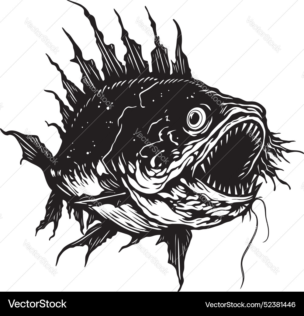 Fiendish fins angular creature fish icon Vector Image