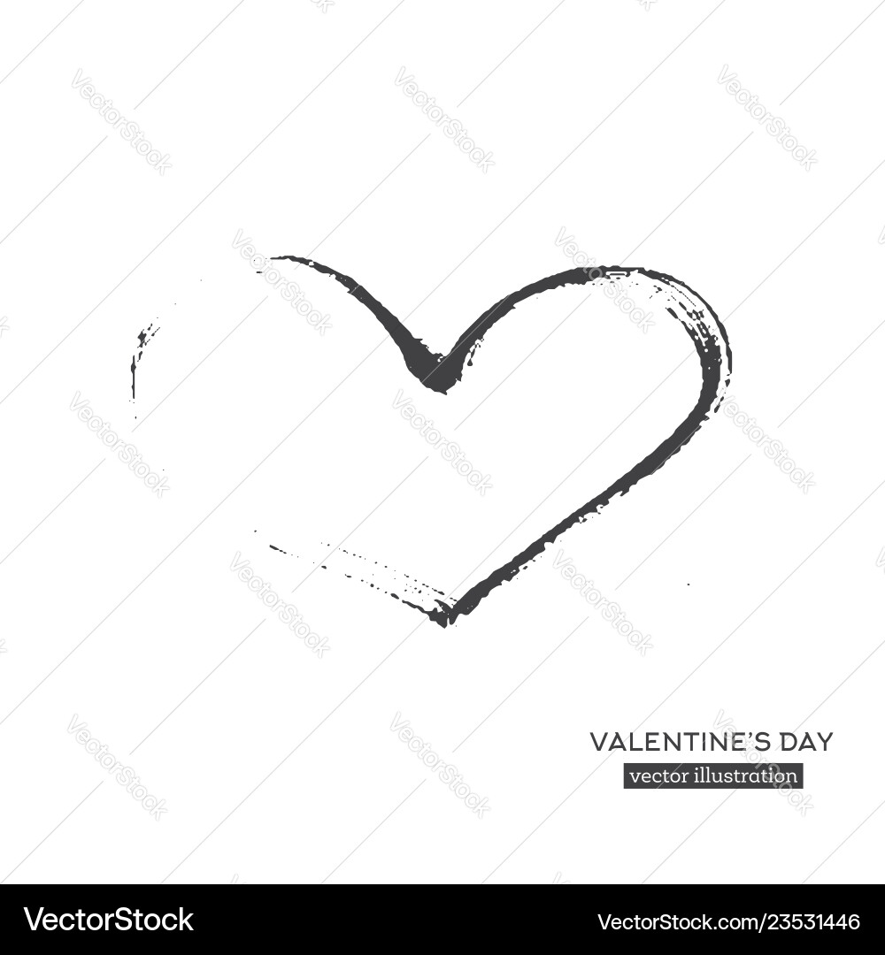 Hand drawn calligraphy heart isolated on white Vector Image