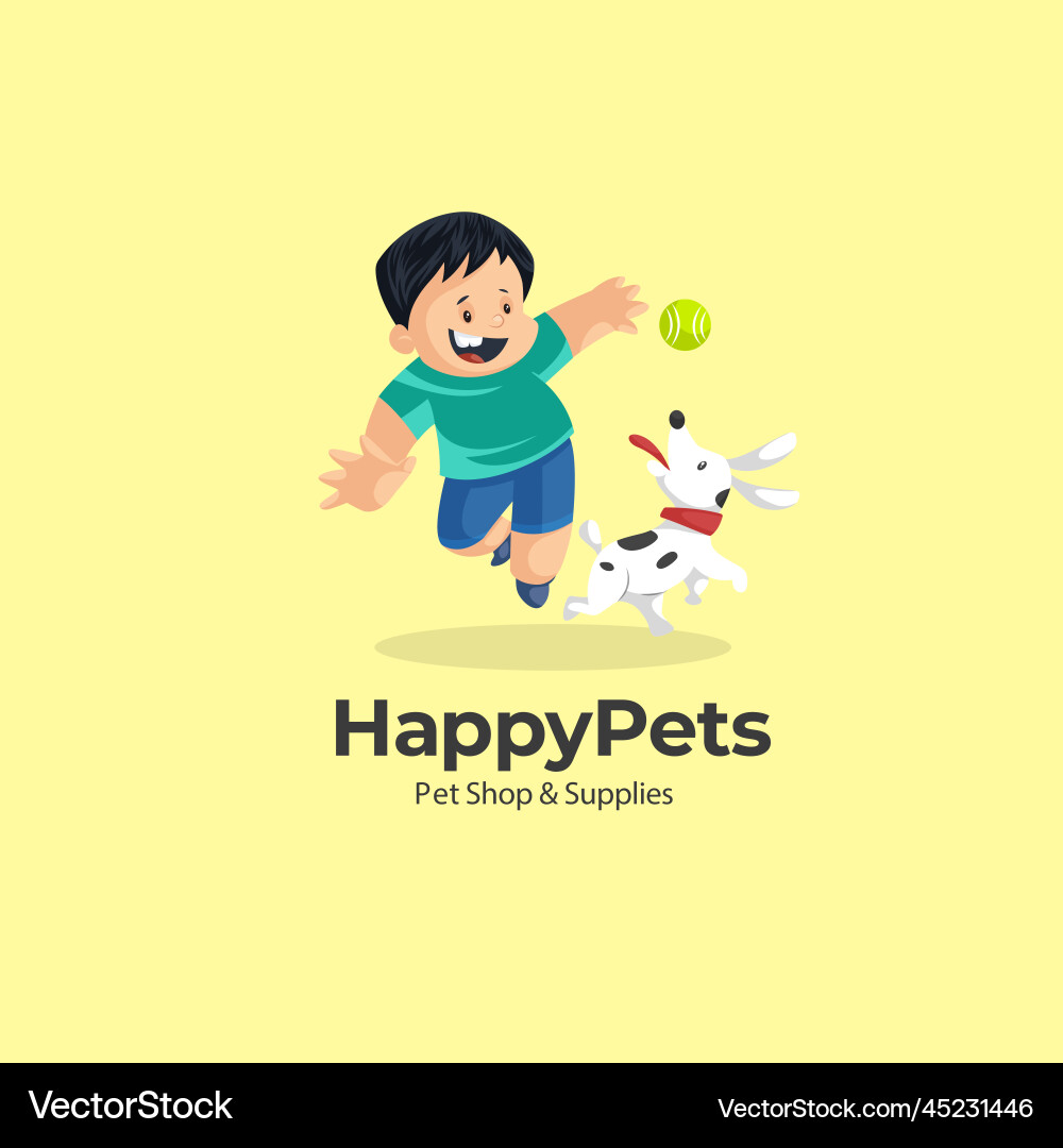 Happy pets mascot logo Royalty Free Vector Image