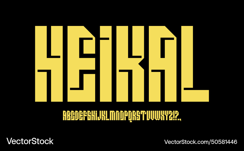 Heikal condensed font long typeface editable Vector Image
