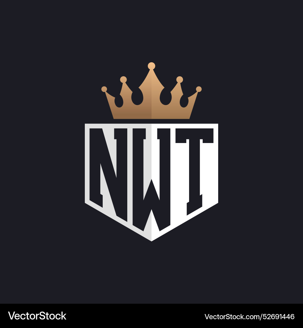 Luxury nwt logo with crown elegant initials nwt Vector Image