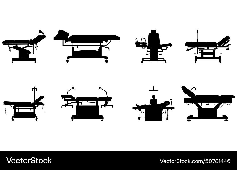 Medical operating table silhouette Royalty Free Vector Image