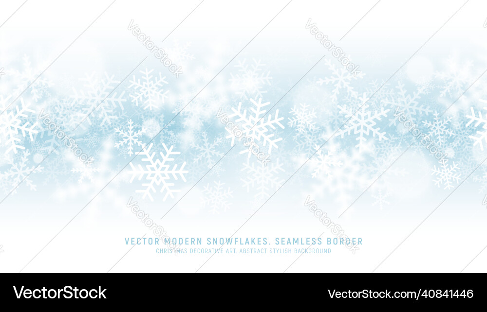 Modern snowflakes seamless border light blue Vector Image