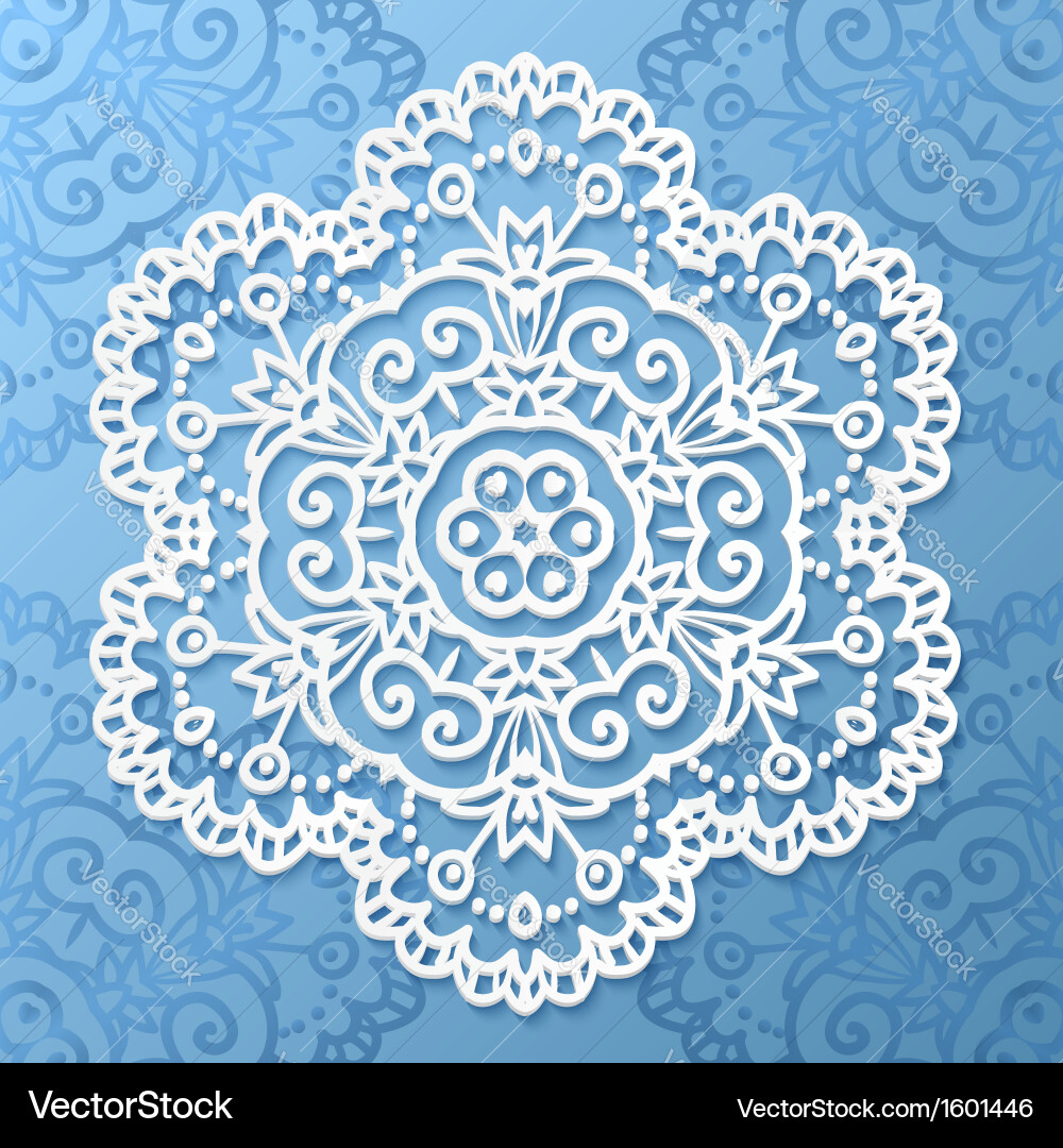 Ornate lacy white paper napkin Royalty Free Vector Image