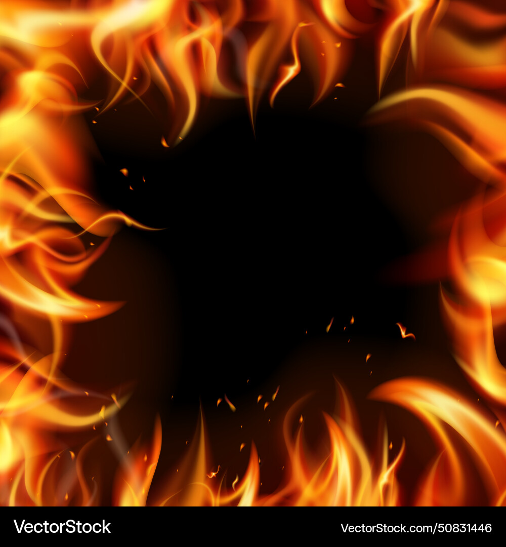 Realistic fire frame Royalty Free Vector Image