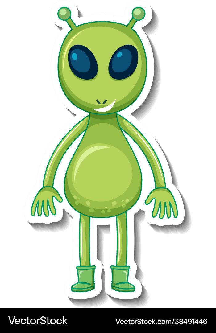 Sticker template with an alien monster cartoon Vector Image