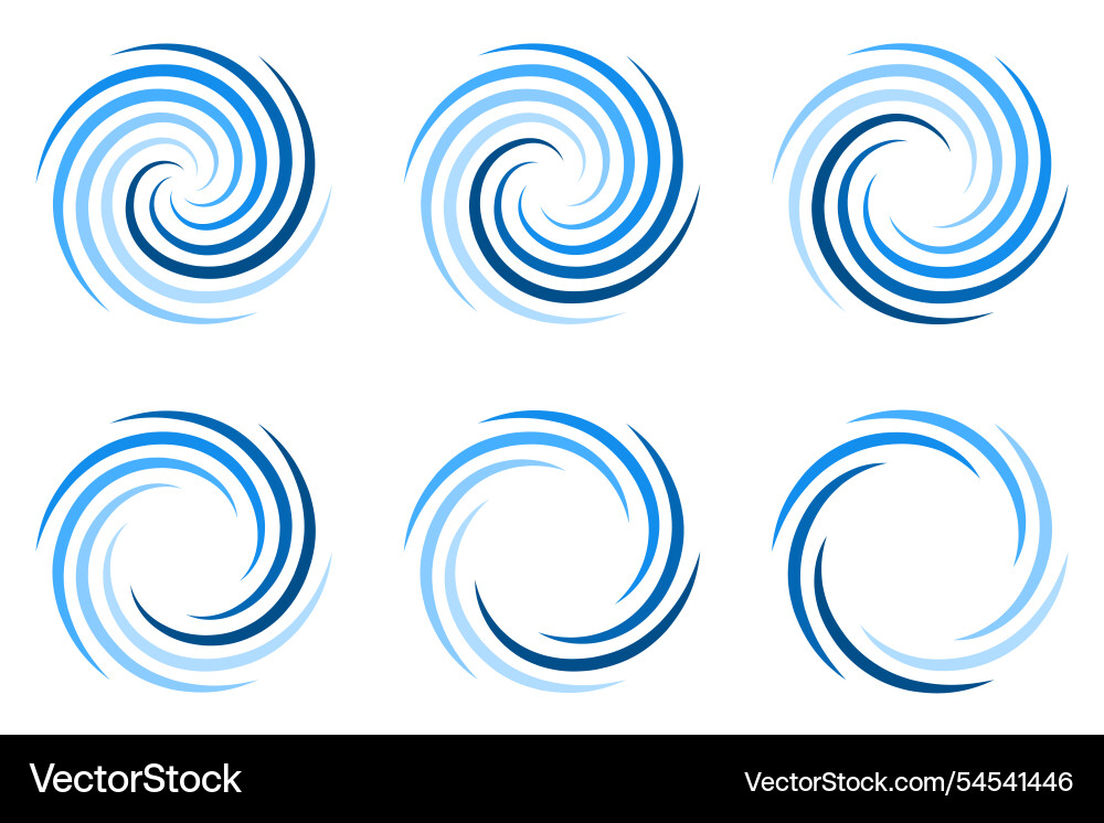 Water waves spiral vortex logo icon set Royalty Free Vector