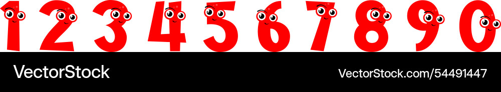 Cute kawaii numbers Royalty Free Vector Image - VectorStock