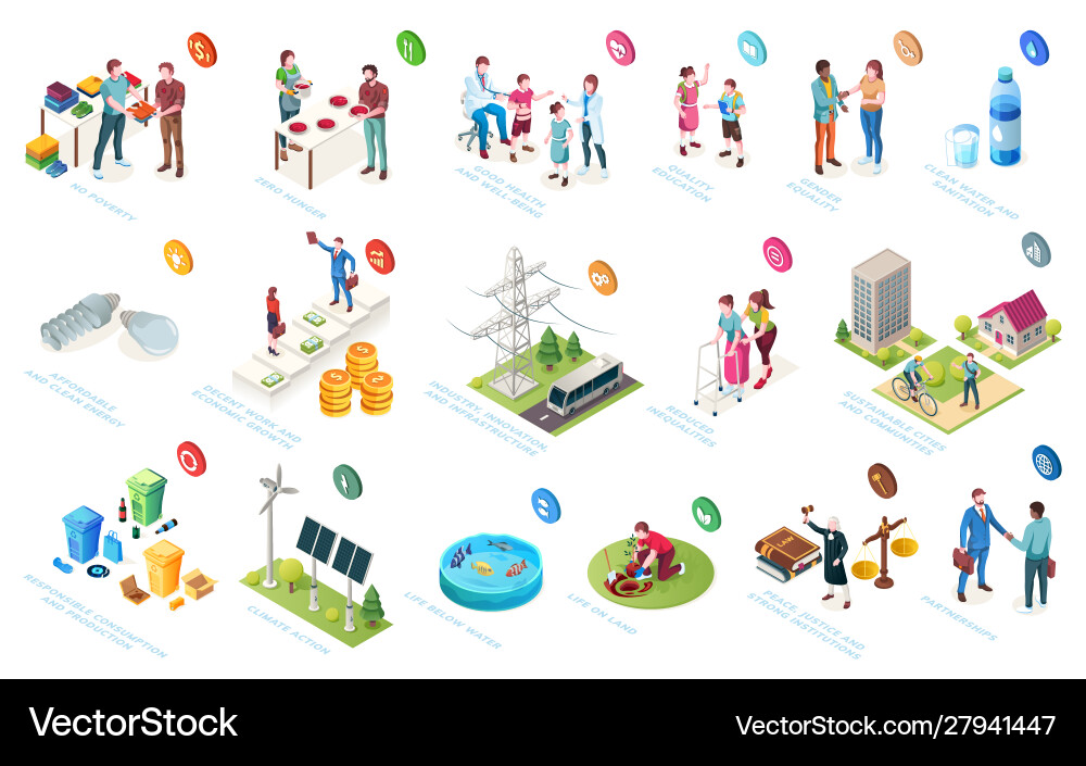 Economy and society sustainable development Vector Image