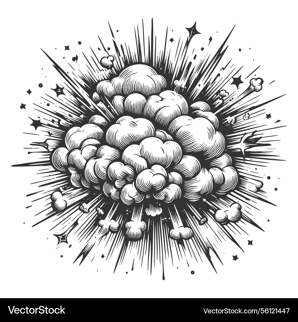 Explosion with smoke and debris Royalty Free Vector Image