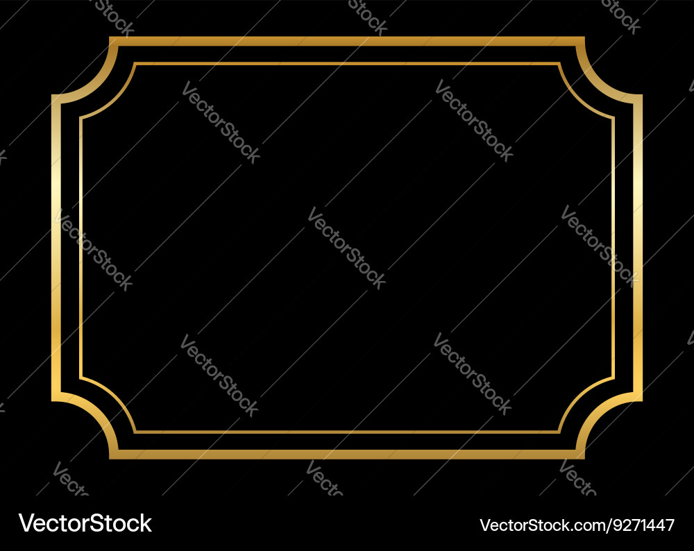 Gold frame beautiful simple golden design black Vector Image
