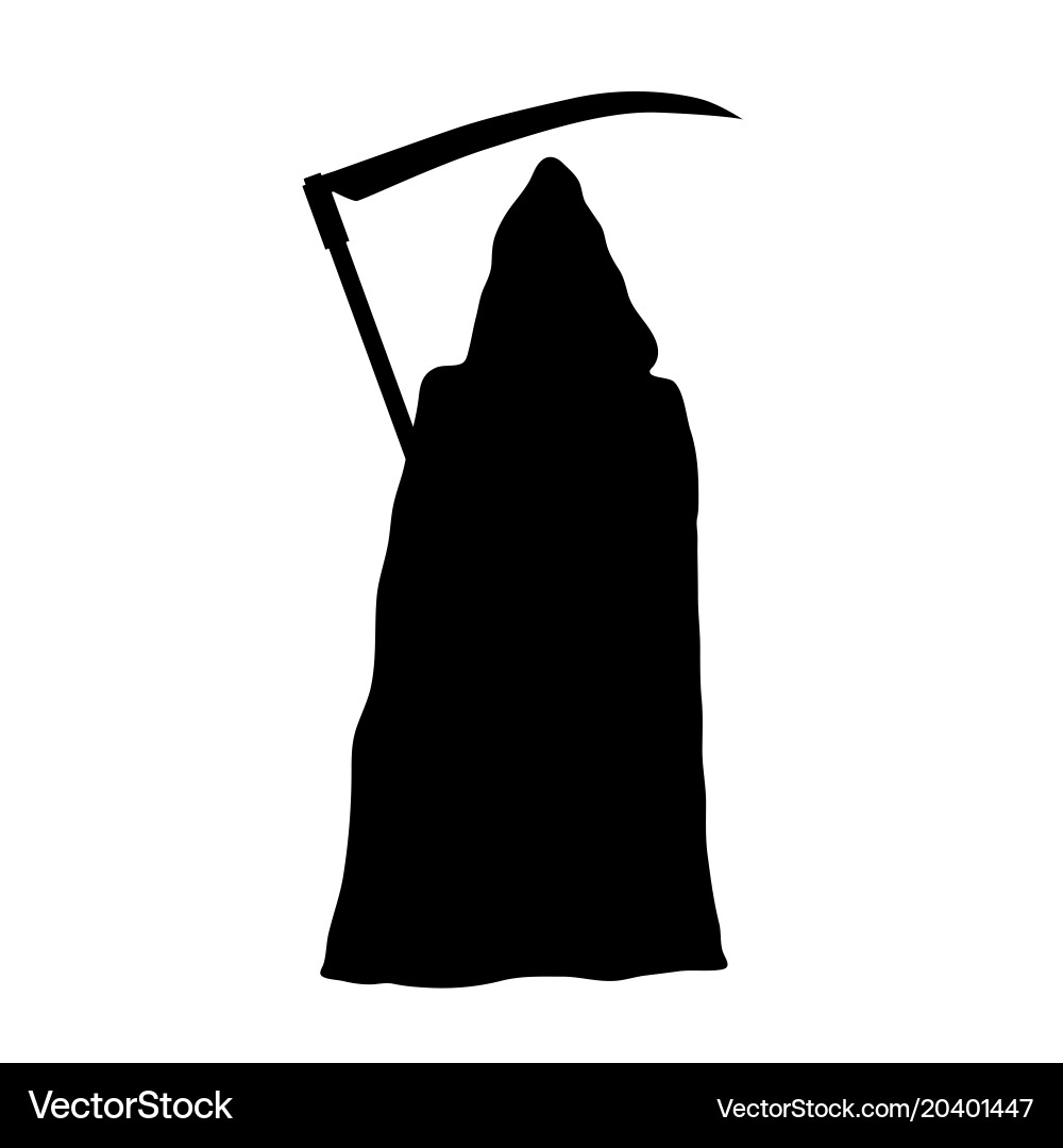 Grim Reaper with Scythe Silhouette Royalty Free Vector Image
