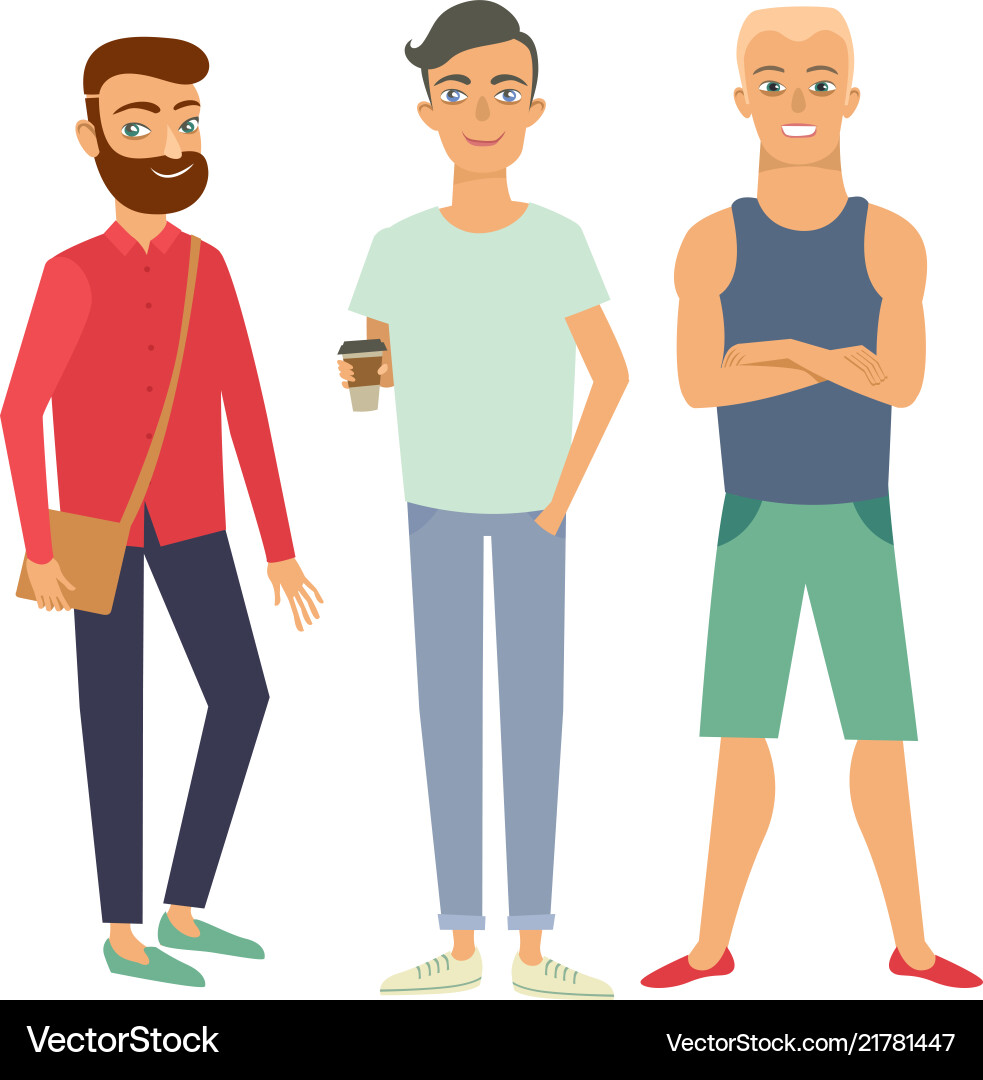 Guys in casual clothes Royalty Free Vector Image
