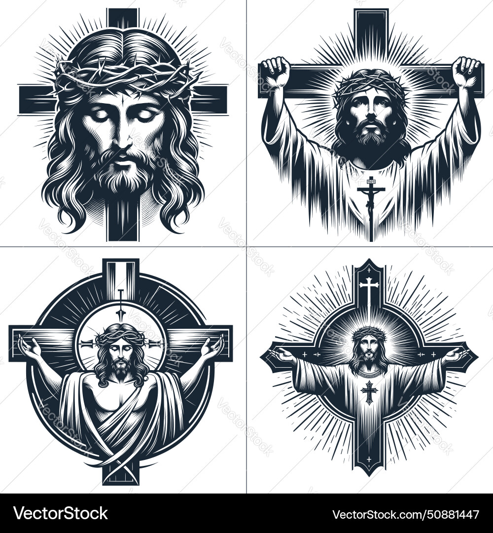 Jesus christ cross praying Royalty Free Vector Image