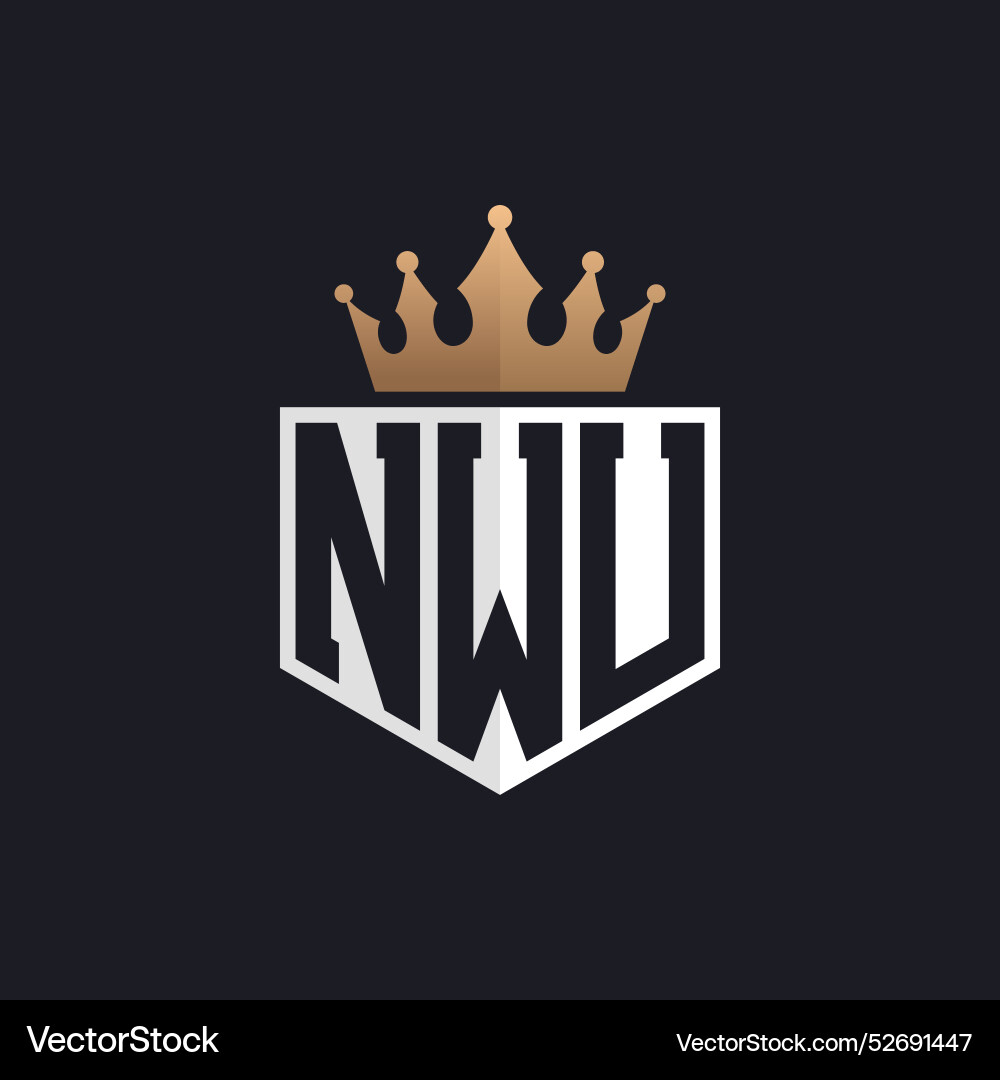 Luxury nwu logo with crown elegant initials Vector Image