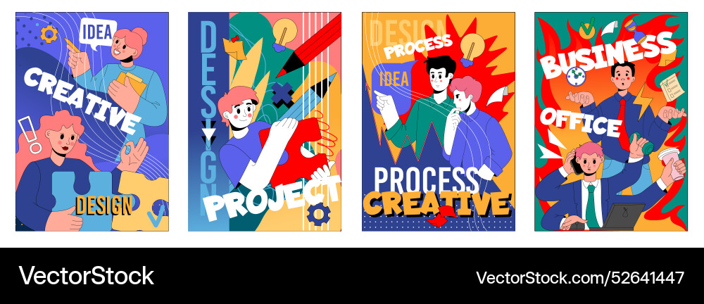 Office poster business project people work Vector Image