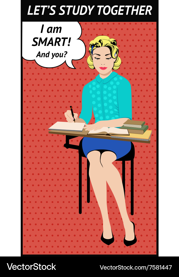 Pop art education poster study together Royalty Free Vector