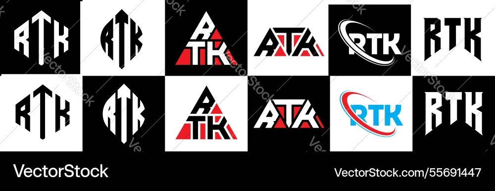 Rtk letter logo design in six style polygon Vector Image