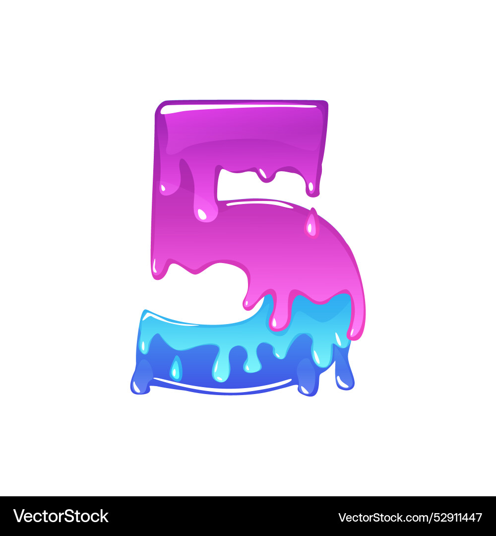Slime cartoon number 5 figure five slime Vector Image