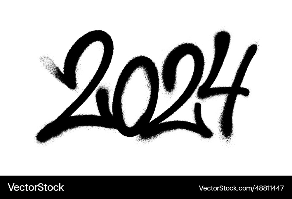 Sprayed 2024 tag gfont graffiti with overspray Vector Image