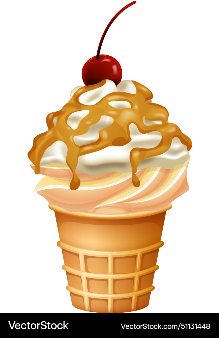 A caramel drizzled ice cream Royalty Free Vector Image