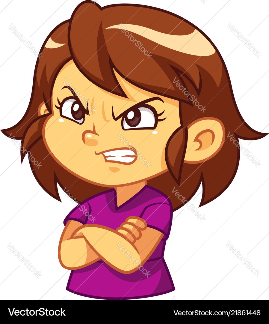 Angry girl expression Royalty Free Vector Image