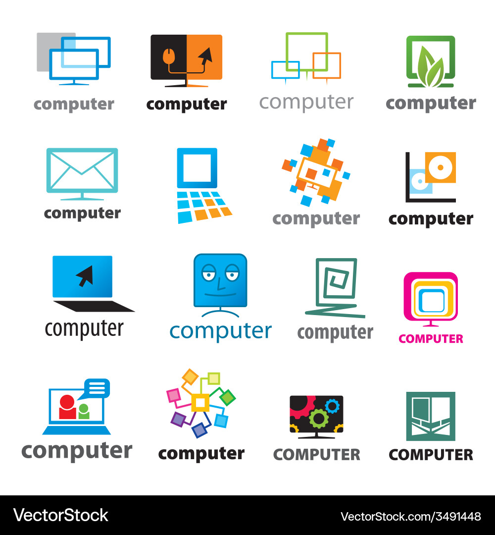Big set of logos computers Royalty Free Vector Image