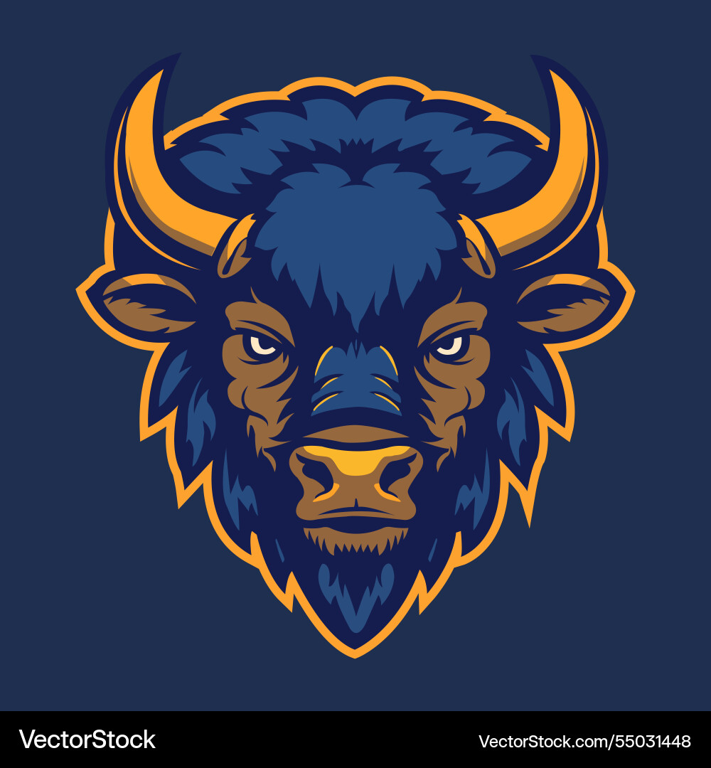 Bison head sports mascot logo Royalty Free Vector Image
