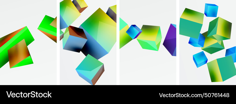 Composition of 3d cubes and other geometric Vector Image