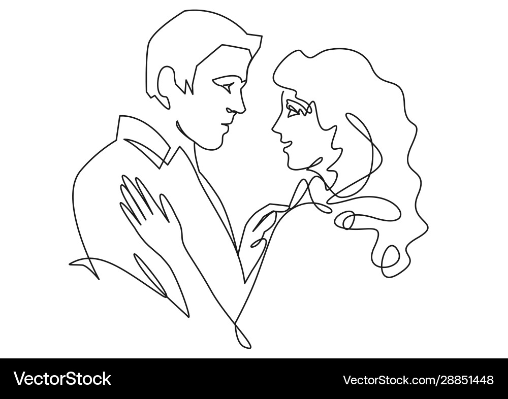 Continuous one drawn single line romantic Vector Image
