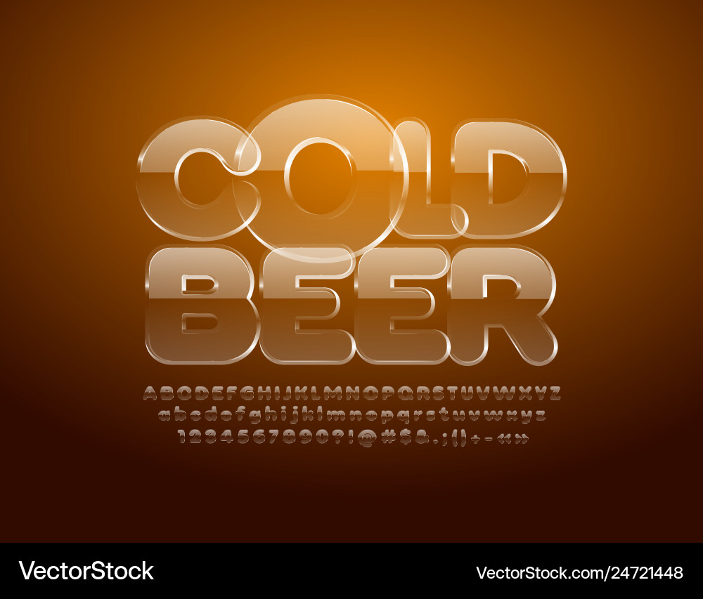 Emblem cold beer with ice alphabet Royalty Free Vector Image