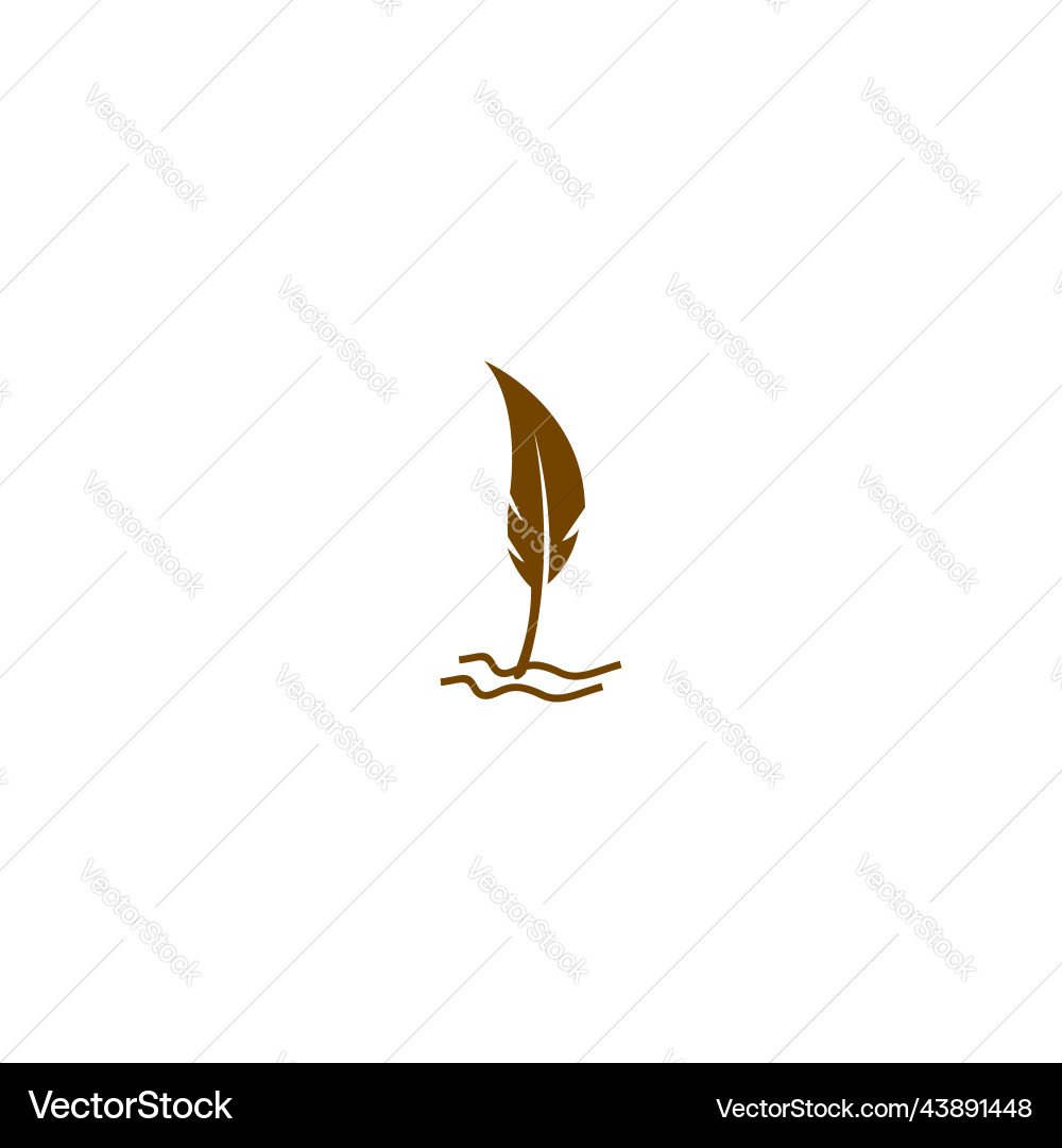 Feather old pen write logo Royalty Free Vector Image