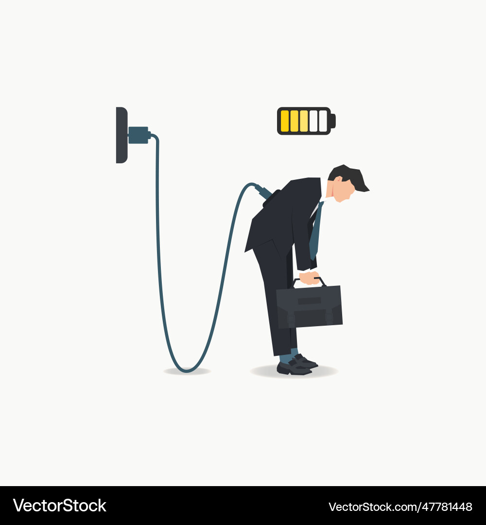 Tired Businessman - Low Energy Royalty Free Vector Image