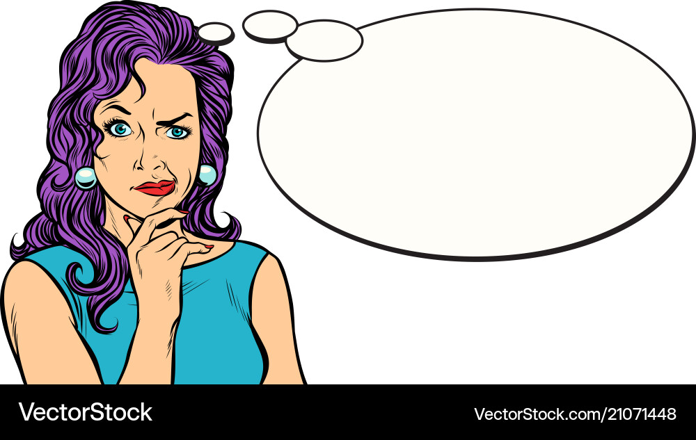 Woman skeptical person mimics comic balloon Vector Image