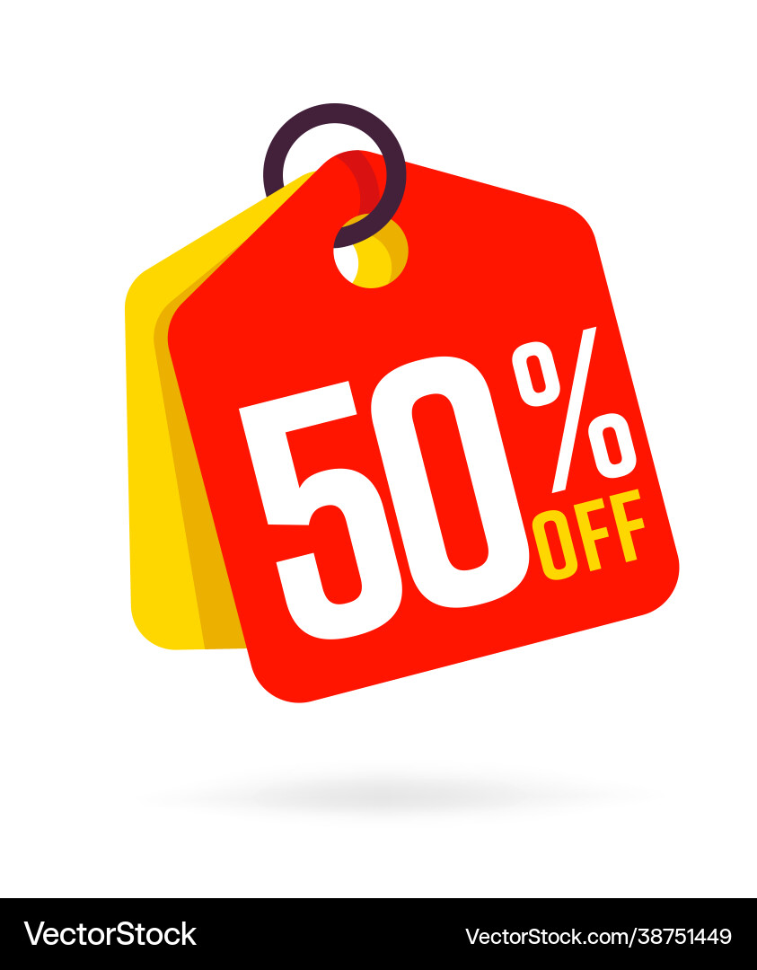 50 percent off product tag on ring label template Vector Image