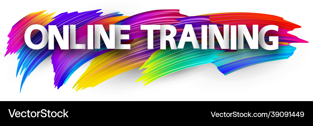 Big online training over brush strokes background Vector Image