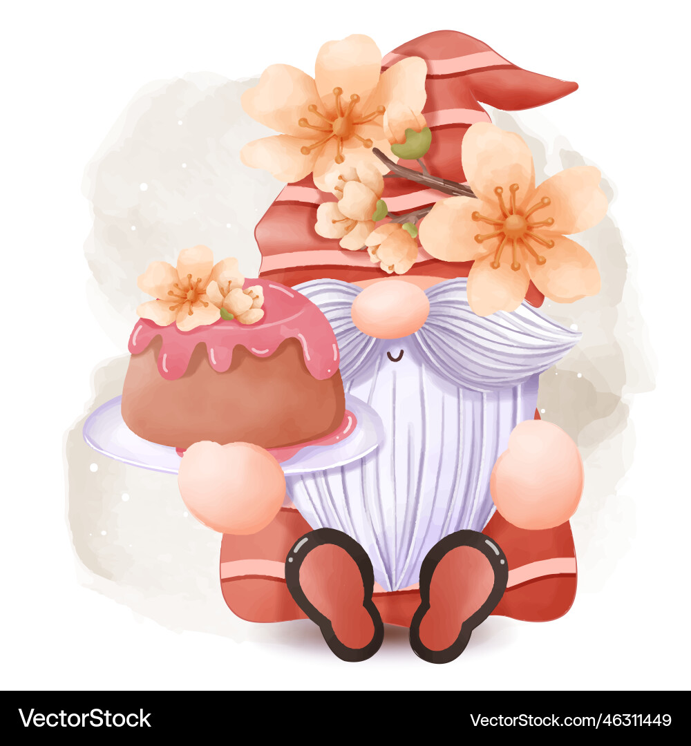 Cherry blossom gnome Royalty Free Vector Image
