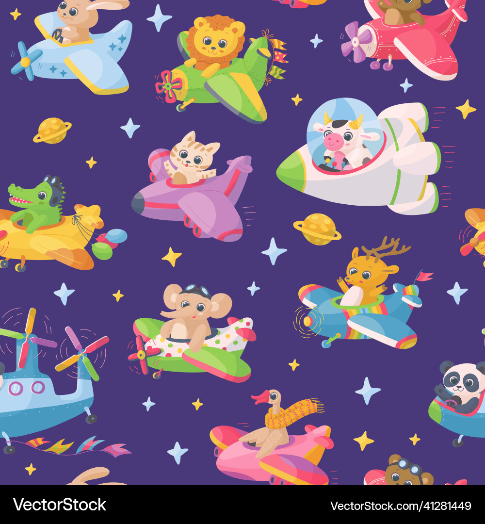 Cute Animals Flying on Airplanes Royalty Free Vector Image